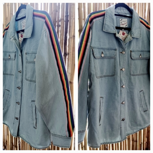 Stoosh | Jackets & Coats | Nwt 99 Shacket Open Pocket Denim Shirt ...